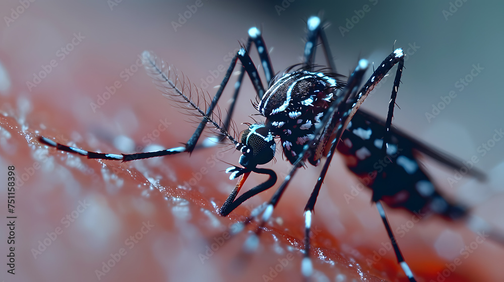 Macro photography of an electric blue mosquito, a pest and parasite ...