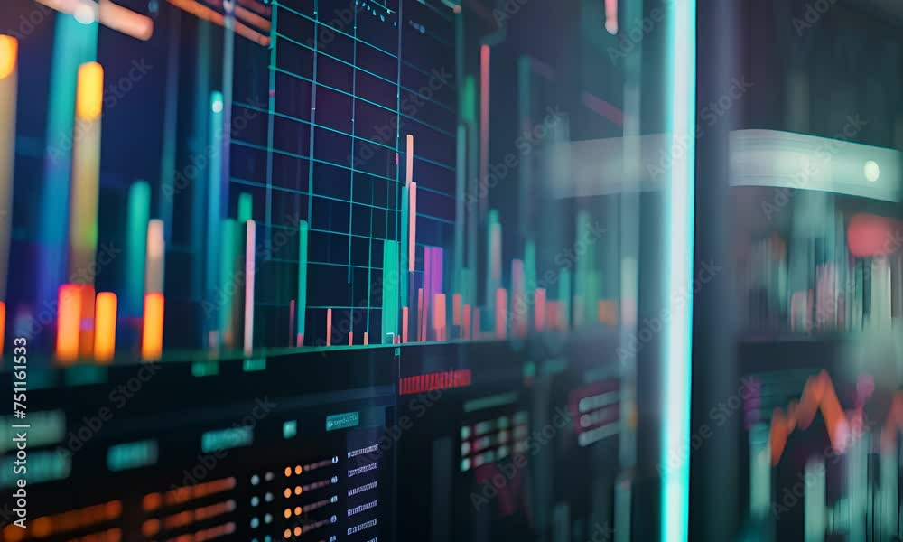 Vidéo Stock Charts and diagrams on a monitor screen with light ...
