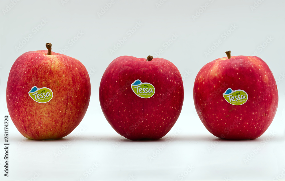 Bologna - Italy - March 2, 2024: Tessa sweet explosion apple cultivar ...