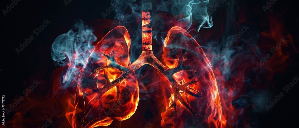 Lungs with a burn mark from a cigarette showing the physical harm of ...