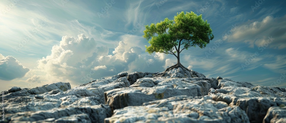 Resilience in the face of adversity A tree growing through cracks in a ...