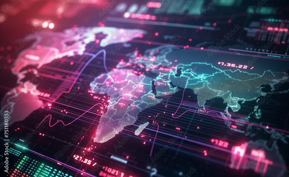 Cyberspace Nexus: Global Data Exchange Across World Maps. Global Data ...