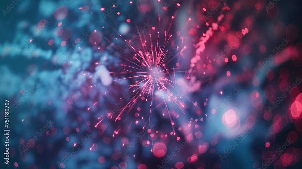 A vivid and energetic representation of a digital fireworks display ...