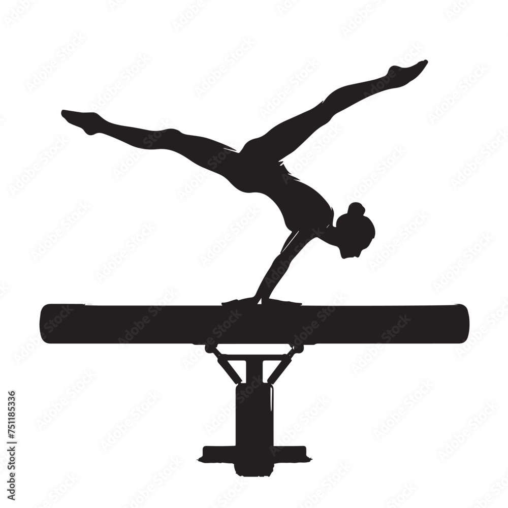 Teenage gymnast (16-18) performing on balance beam Stock Vector | Adobe ...