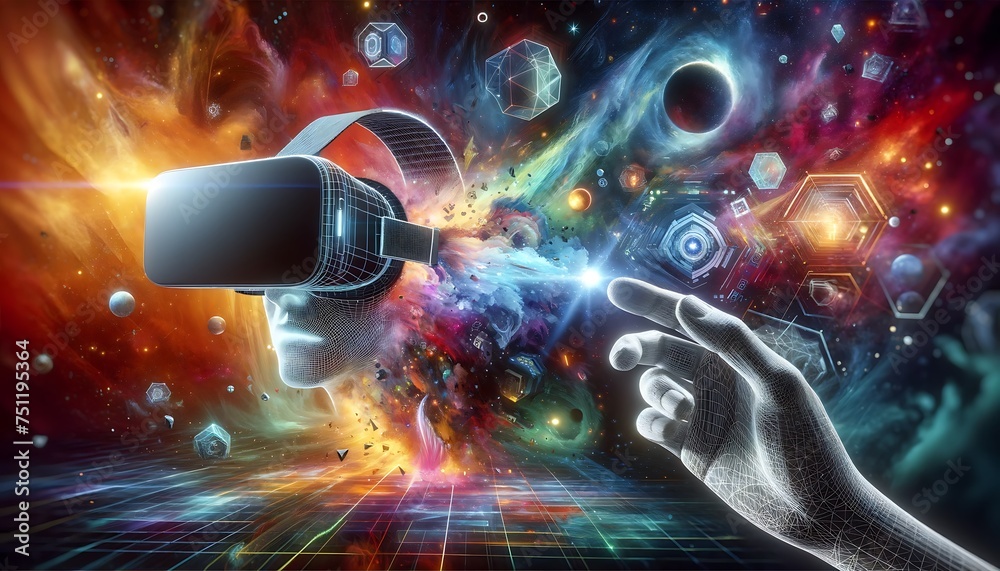 Virtual reality 3d augmented experience exited digital, VR display ...