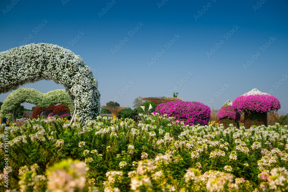 Petunias Flowers heart shape door and . Heart arches pathway in Flower ...