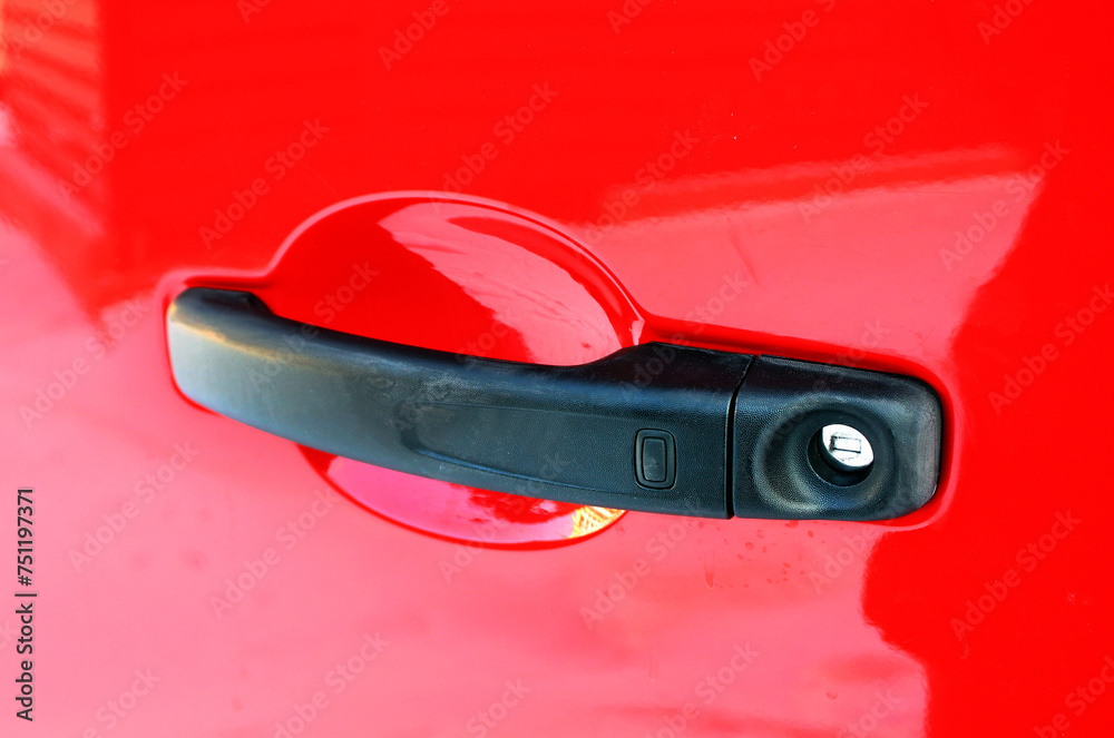 Car door handle. Automatic opening of a car door without a key. Keyless ...