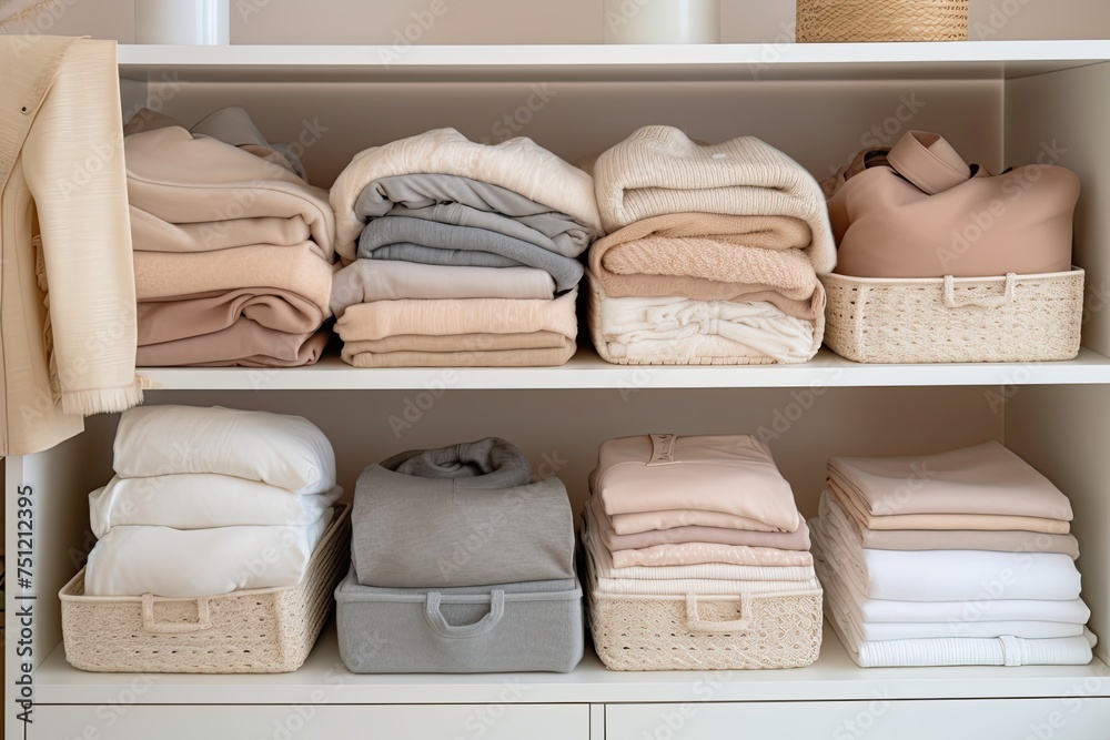 Folding Clothes | Woman Organizing Laundry in Boxes and Baskets for ...