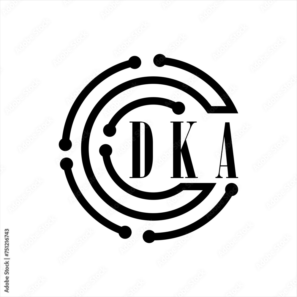 DKA letter design. DKA letter technology logo design on white ...