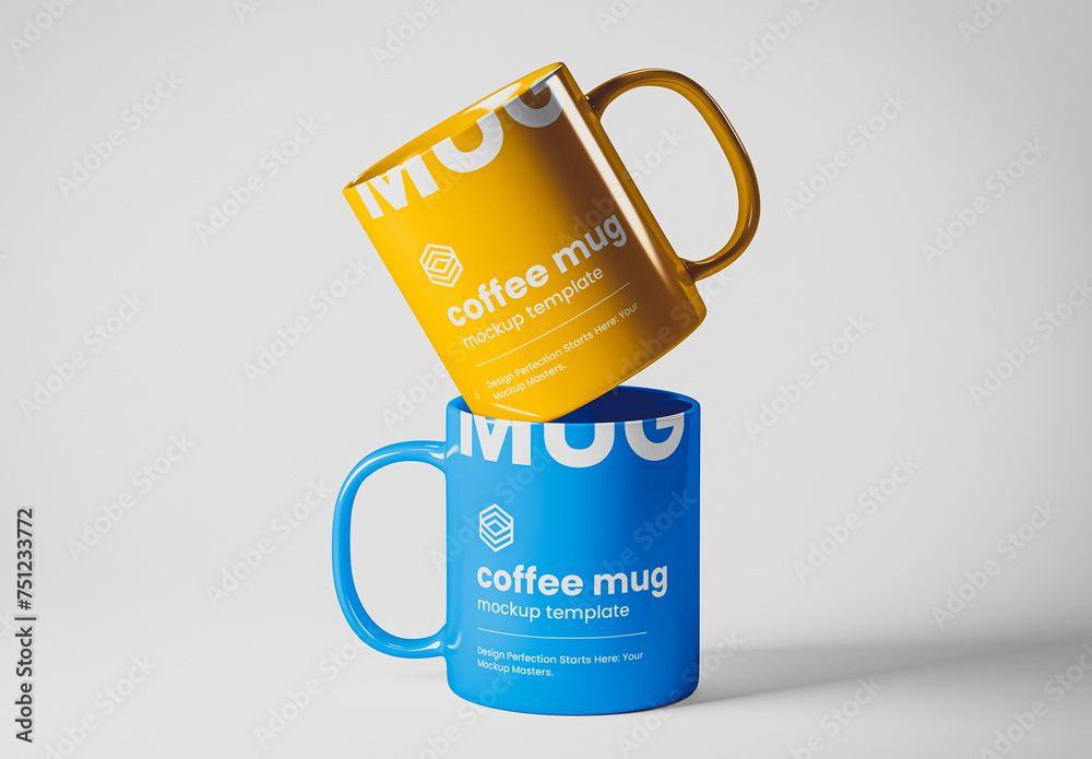 Set of Two Coffee Mugs Mockup Stock Template | Adobe Stock