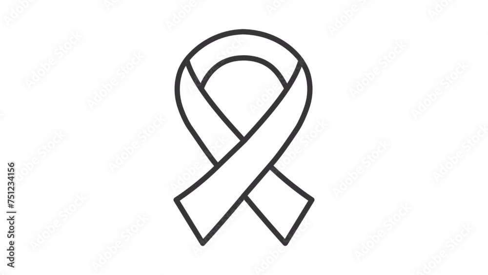 Awareness ribbon line animation. Breast cancer ribbon animated icon ...