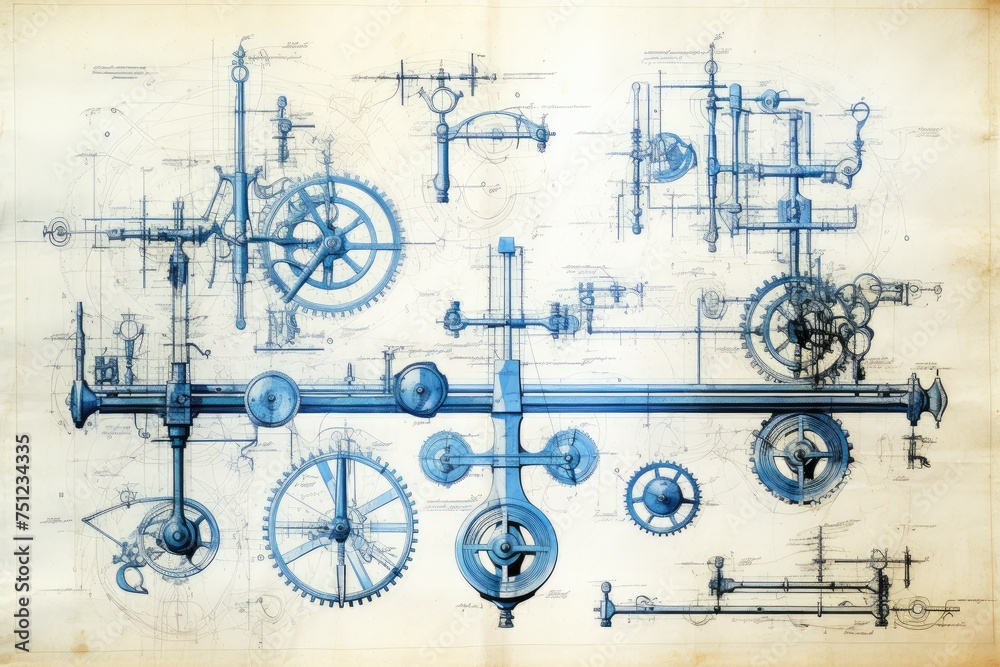 Ilustração do Stock: Vintage blueprint of a technical device or ...