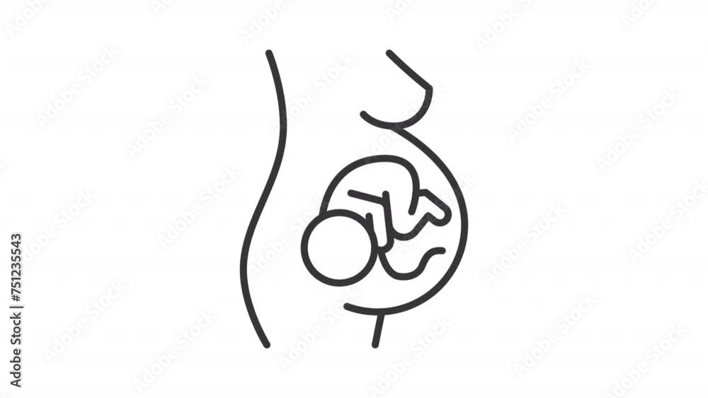 Animated pregnancy icon. Fecundacion line animation. Womb baby ...