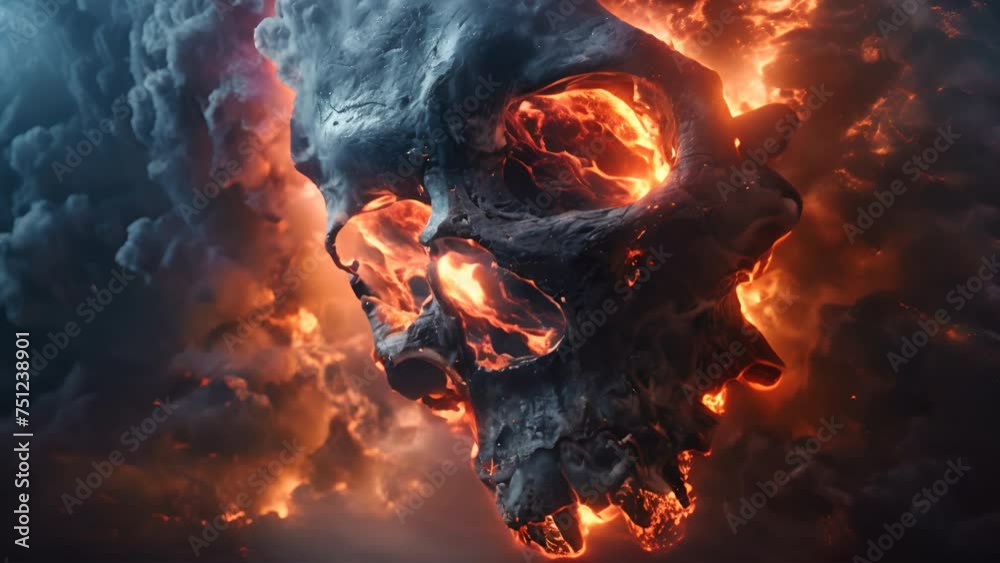 Skull, powerful explosion, fire bomb . Game illustrations. Realistic ...