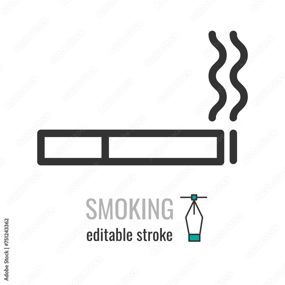Smoking area line icon. Smoke Zone symbol. Smoking place pictogram ...