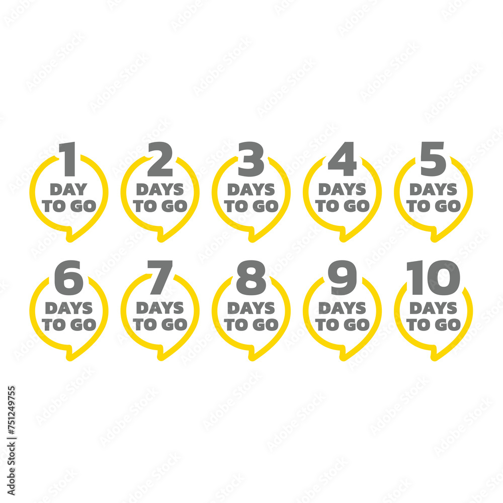 One, two, three days to go banner. Vector bubble days left icon. Stock ...