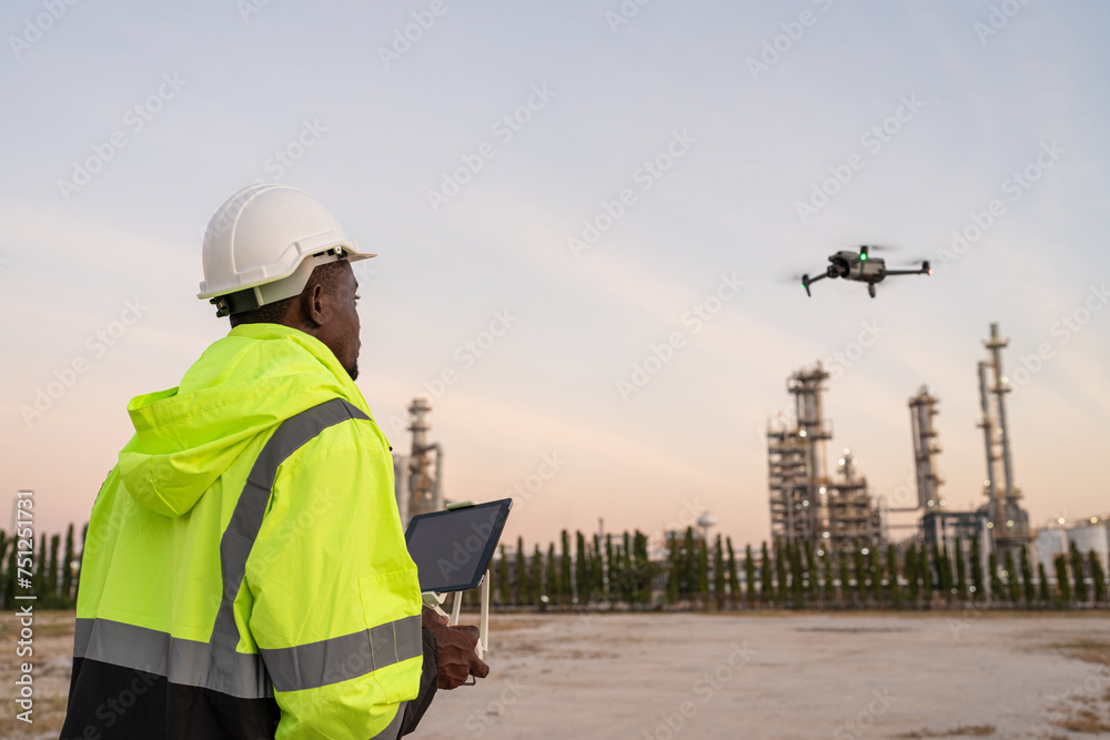 Team of Engineer Specialists Pilot Drone on Construction Site ...