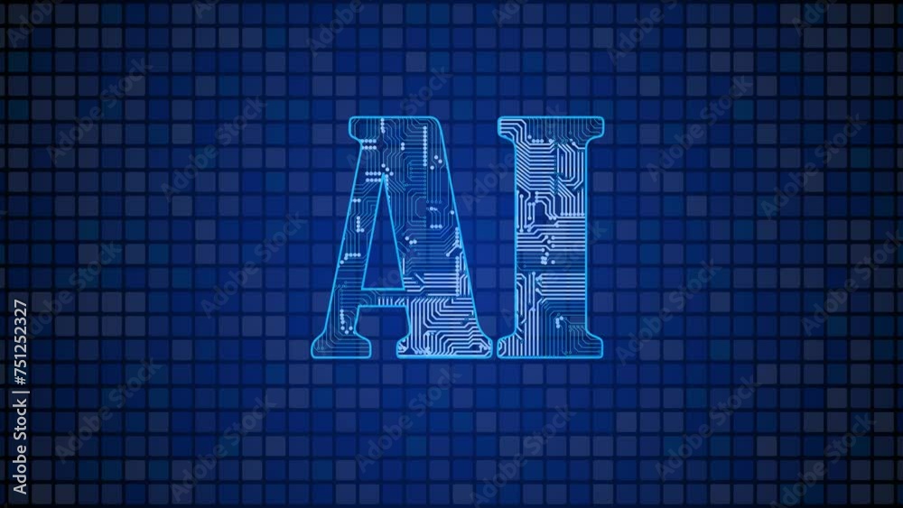 Artificial intelligence brain animation. Futuristic human brain interface concept. Robotic ...