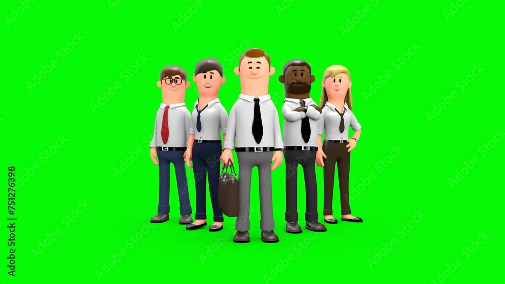 3D Rendered Animated Scene Of Cartoon Group Of Black And White ...