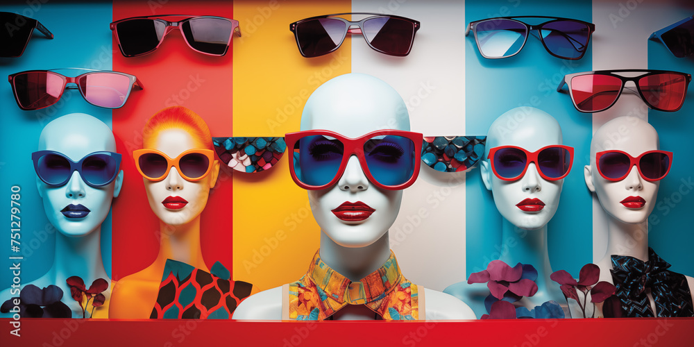 Glasses and eyeglasses worn on female silicone mannequin models ...