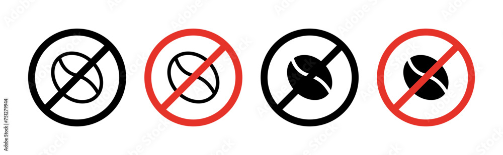 Caffeine Free Icon Set. Zero Caffeine Coffee with natural badge vector ...