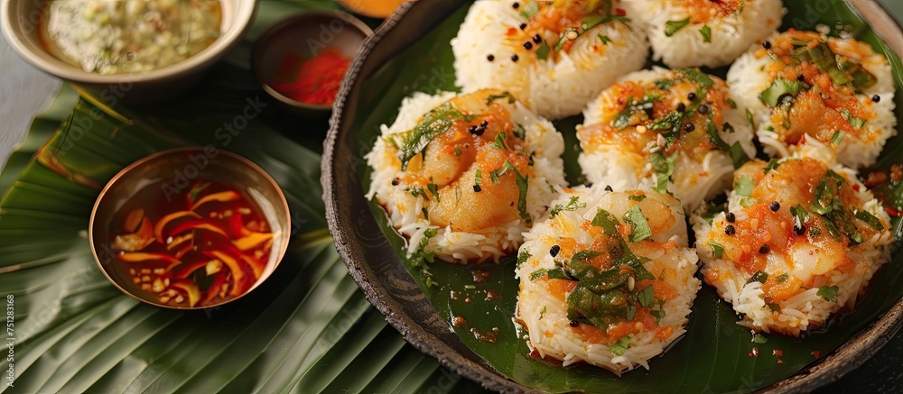 A plate of delicious Kerali traditional food, Jilebi, is placed on a ...