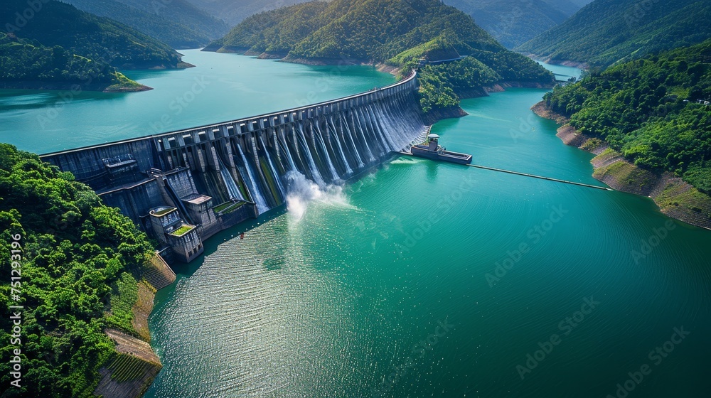 Innovative hydroelectric dam generating renewable energy, demonstrating ...