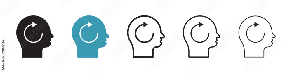 Cognitive Flashback Vector Icon Set. Thought Revival Emblem vector ...