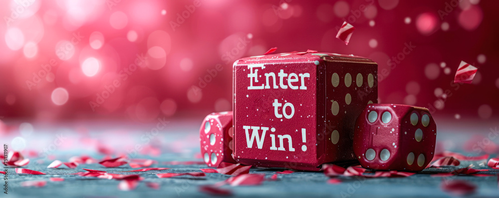 Three dimensional red contest entry box with bold white Enter to Win ...