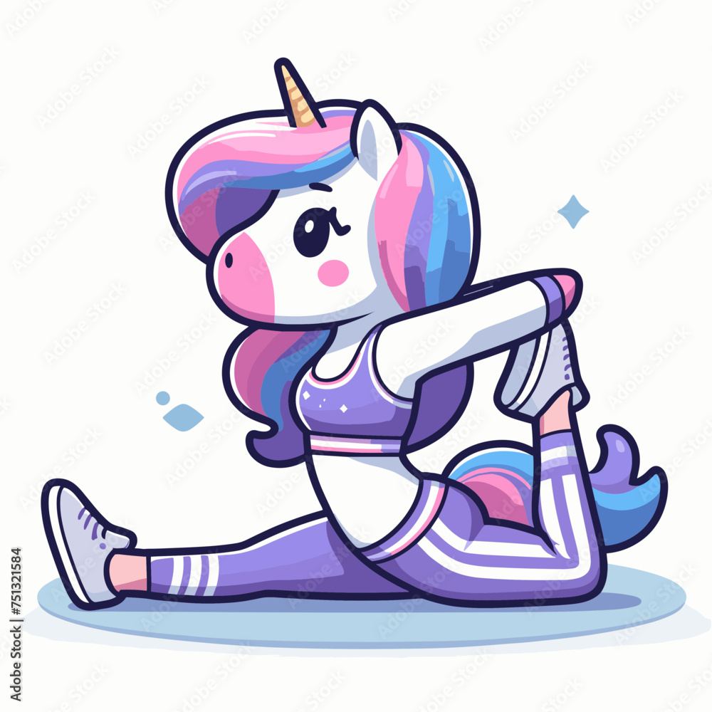 Vetor de Unicorn Wear fitness outfits, doing exercise and yoga poses ...