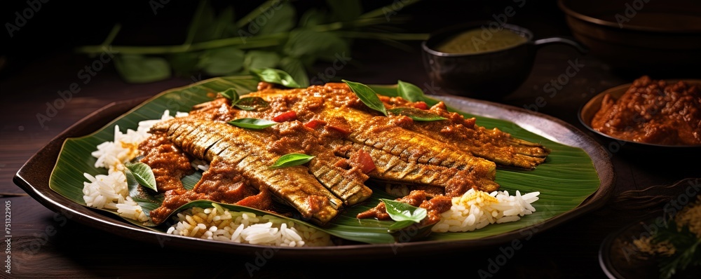 Traditional Indian fish curry made with tapioca and spicy Kerala-style ...