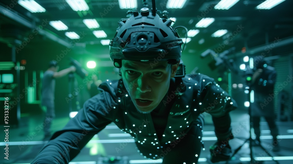 Big film studio, professional crew shooting blockbuster movie. Using ...