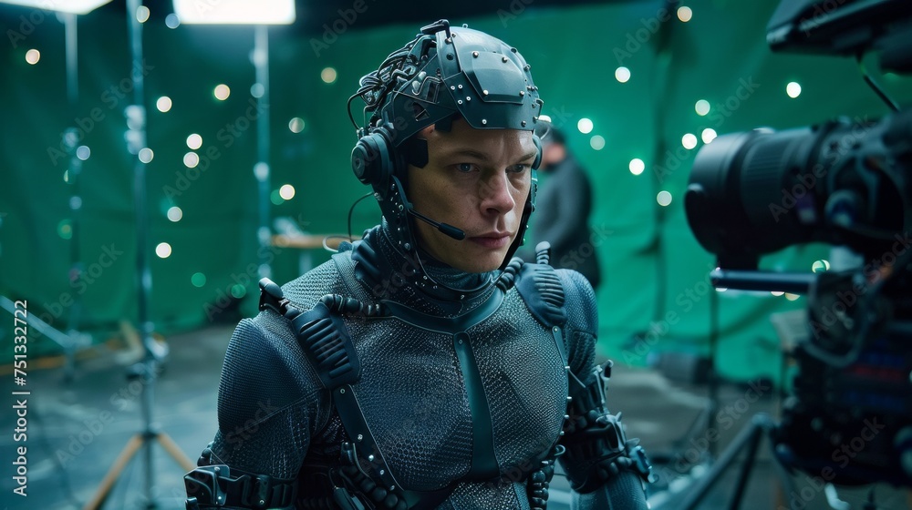 Big film studio, professional crew shooting blockbuster movie. Using ...