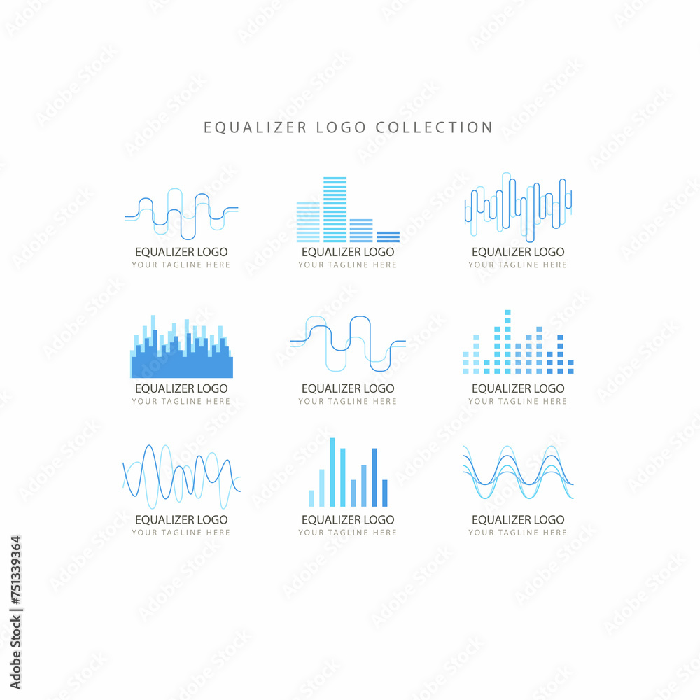 Sound Wave Set Sound Waves Equalizer Audio Waves Radio Signal Music Recording Vector