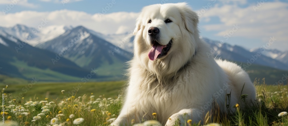 A Great Pyrenees dog, a majestic and greatly beloved breed, is ...