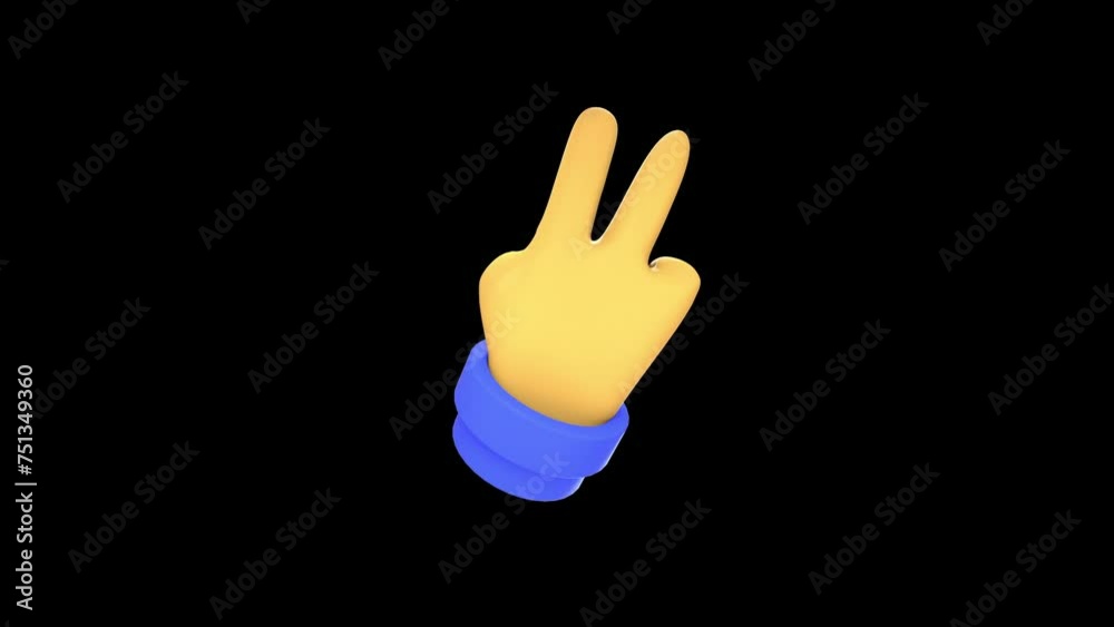hand two finger sign Emoji Animation Alpha Screen Emoji 3d, Transparent ...