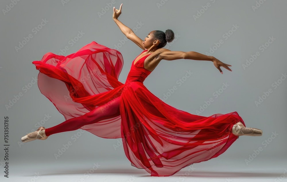 Elegant Ballet Dancer in Red, ballet dancer in red ballet dress wearing ...