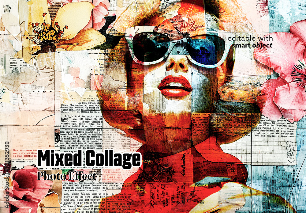 Mixed Collage Photo Effect. Some Elements Ai Generated Stock Template ...