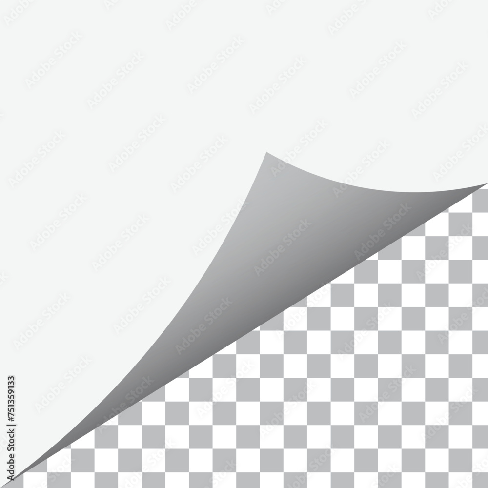 Curl paper corners vector set on transparent background. Sheet sticker ...