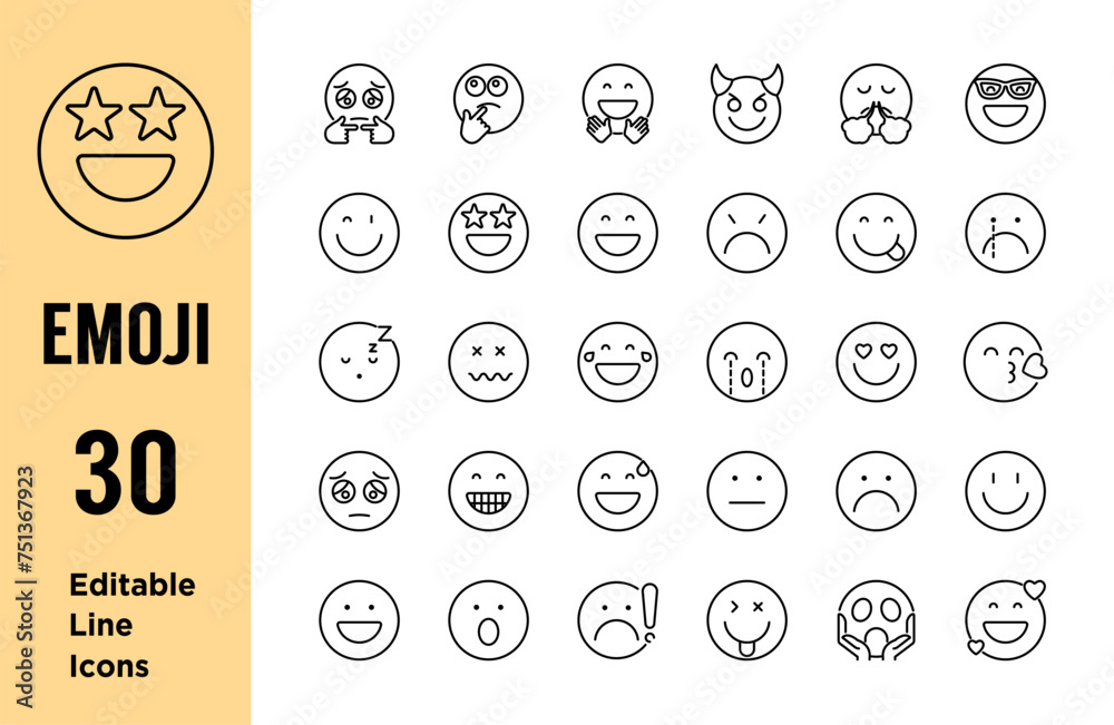 Vetor de Emoji faces Emoticons icons. Happy, angry, sad, crying, smiley ...