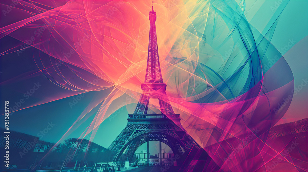 Enchanting Eiffel: Artistic Illustration of the Eiffel Tower, a Unique ...