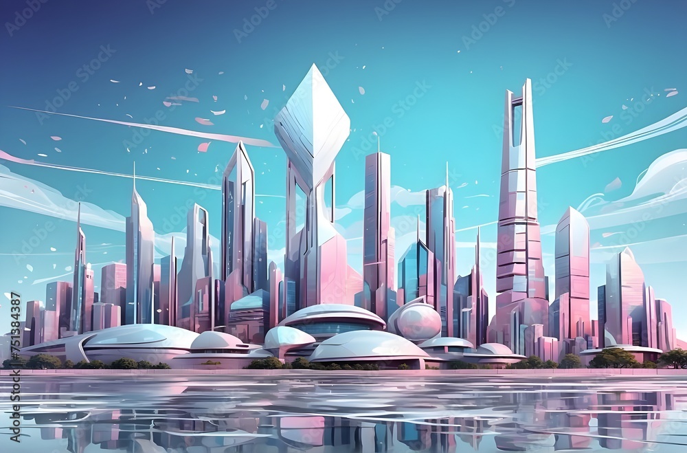 Urban Utopia: A Cityscape with Sophisticated Structures and Floating ...