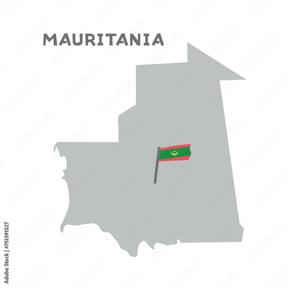 Mauritania vector map with the flag inside. Map of the Mauritania with ...