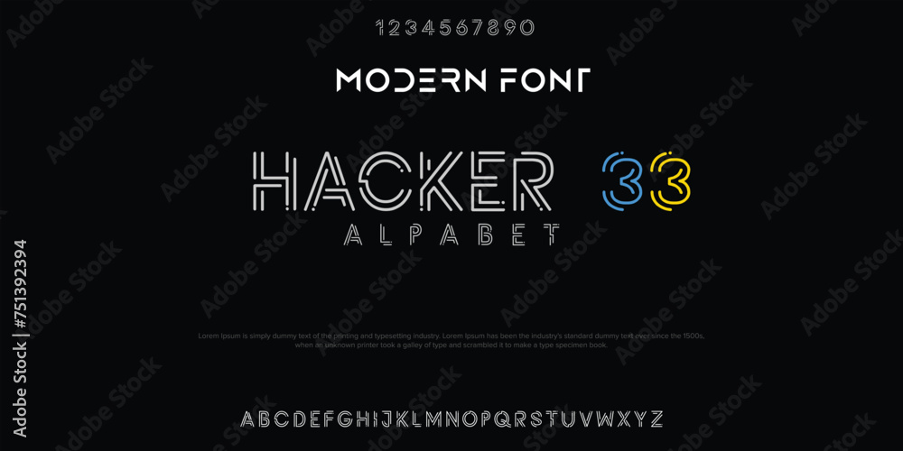 Double line monogram alphabet and tech fonts. Lines font regular ...