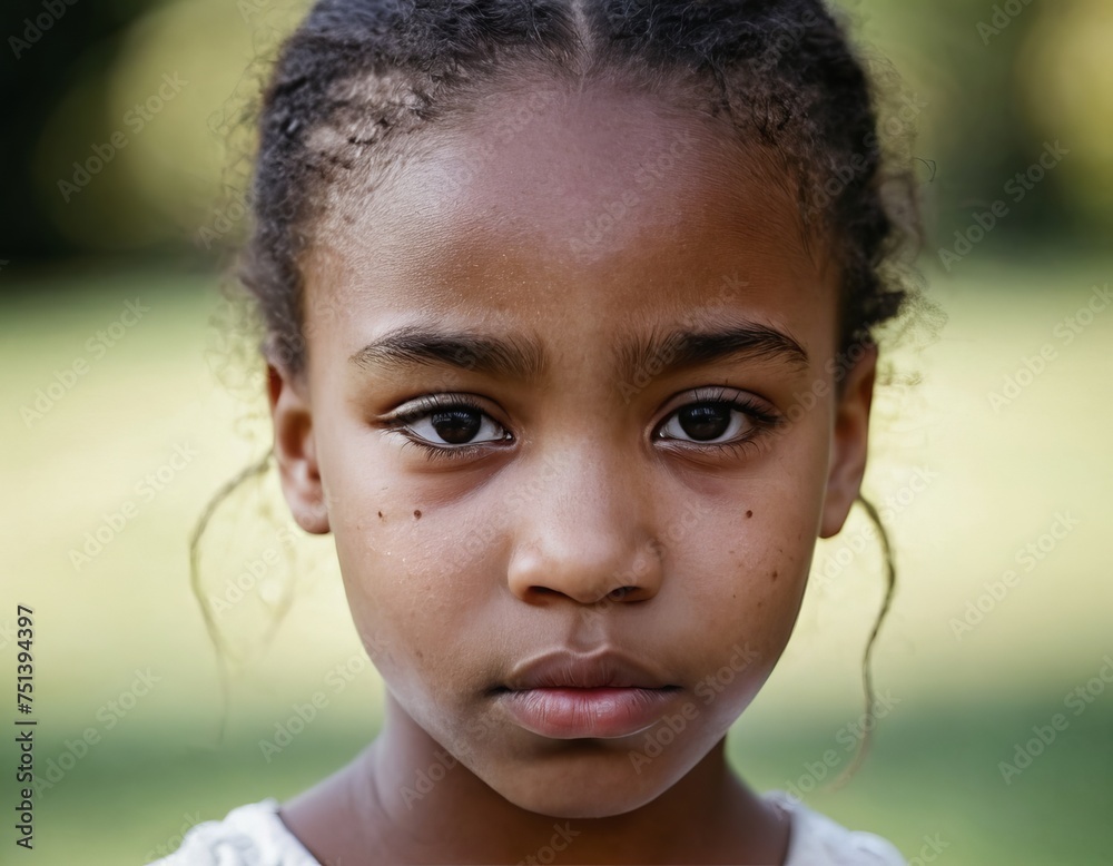 An african american preteen girl with black hair and brown eyes is ...