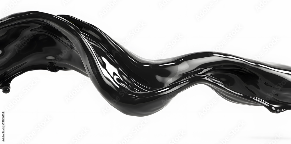 Black oil wave splash, liquid ink flow swirl or petrol and paint with ...
