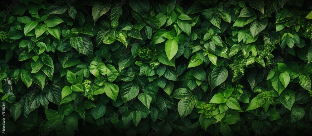 Detailed view of a green leafy wall, showcasing the intricacy of the ...
