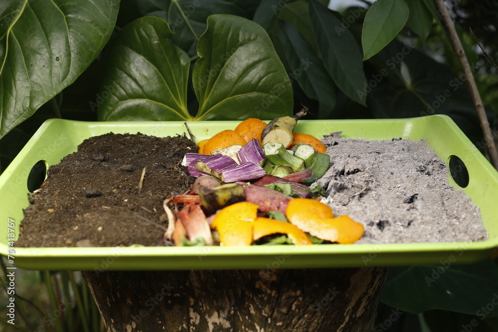 Compost and composted soil cycle as a composting pile of rotting ...