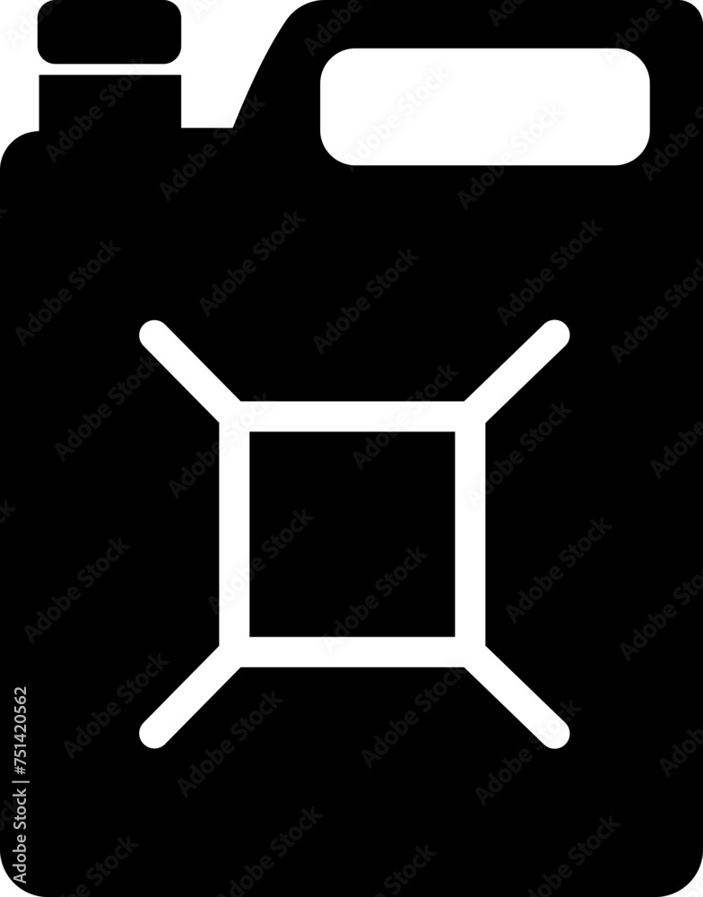 Fuel can icon in black Fill style. black handle jerry can. Petrol and ...