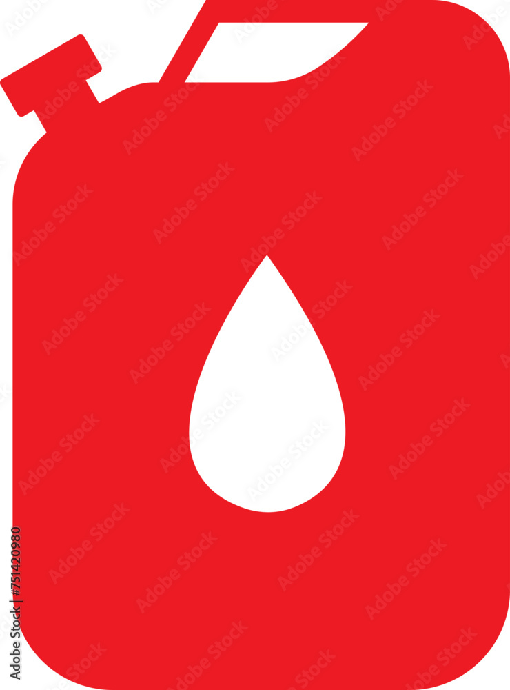Fuel can icon in Red Fill style. Red handle jerry can icon. Petrol and ...